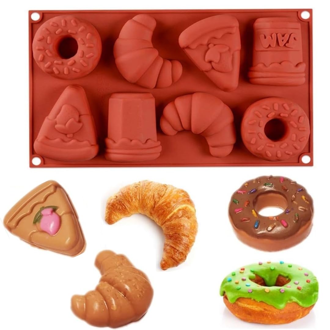 Skytail Skytail 8 Cavity Silicone Desserts Mould Croissant Cake Donuts ...