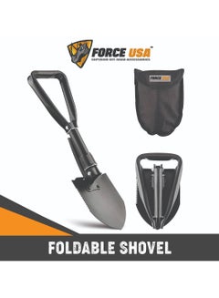 FORCE USA Folding Survival Shovel w/Pick – Heavy Duty Carbon Steel ...