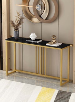 EqiEch Slim Console Table Hallway Unit，Black Marble Top Consoles Desk ...