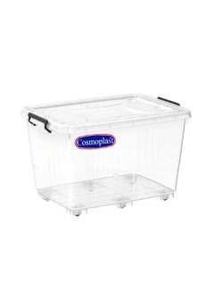 Cosmoplast Plastic Storage Box 82L Clear Lockable Lid 6 Wheels UAE ...