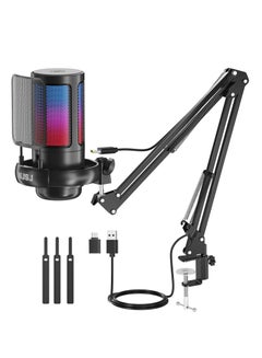 Mike Music Professional RGB Gaming Microphone with Boom Arm Stand - USB ...