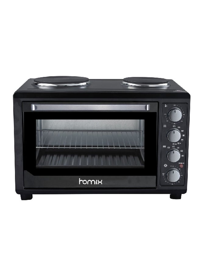 homix Contemporary Rectangular Toaster Oven with 2 Hotplate Black 45 L ...