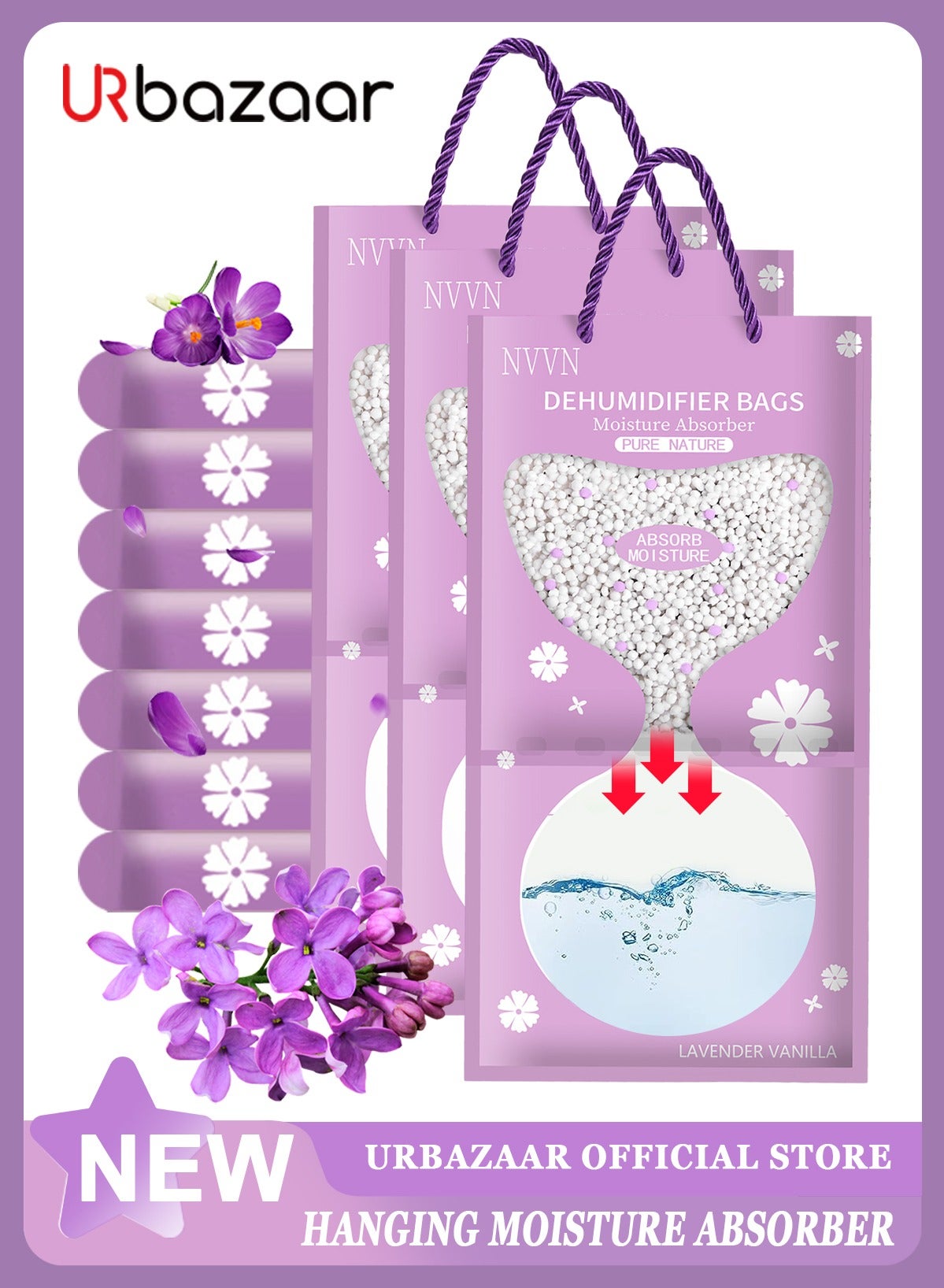 URbazaar 10 Pack Drying Agent Moisture Absorber Bags Hanging Closet Dehumidifier Bags Anti Mold ...