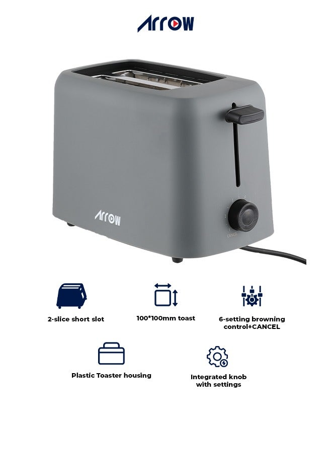 Arrow 2-Slice Plastic Toaster with 6 Browning Settings, Compact Design ...