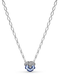 Pandora Violet PANDORA pansy flower necklace sterling silver cubic ...