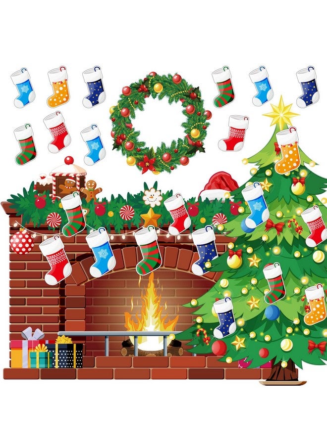 Tevxj Christmas Bulletin Board Set Christmas Tree Fireplace Bulletin ...