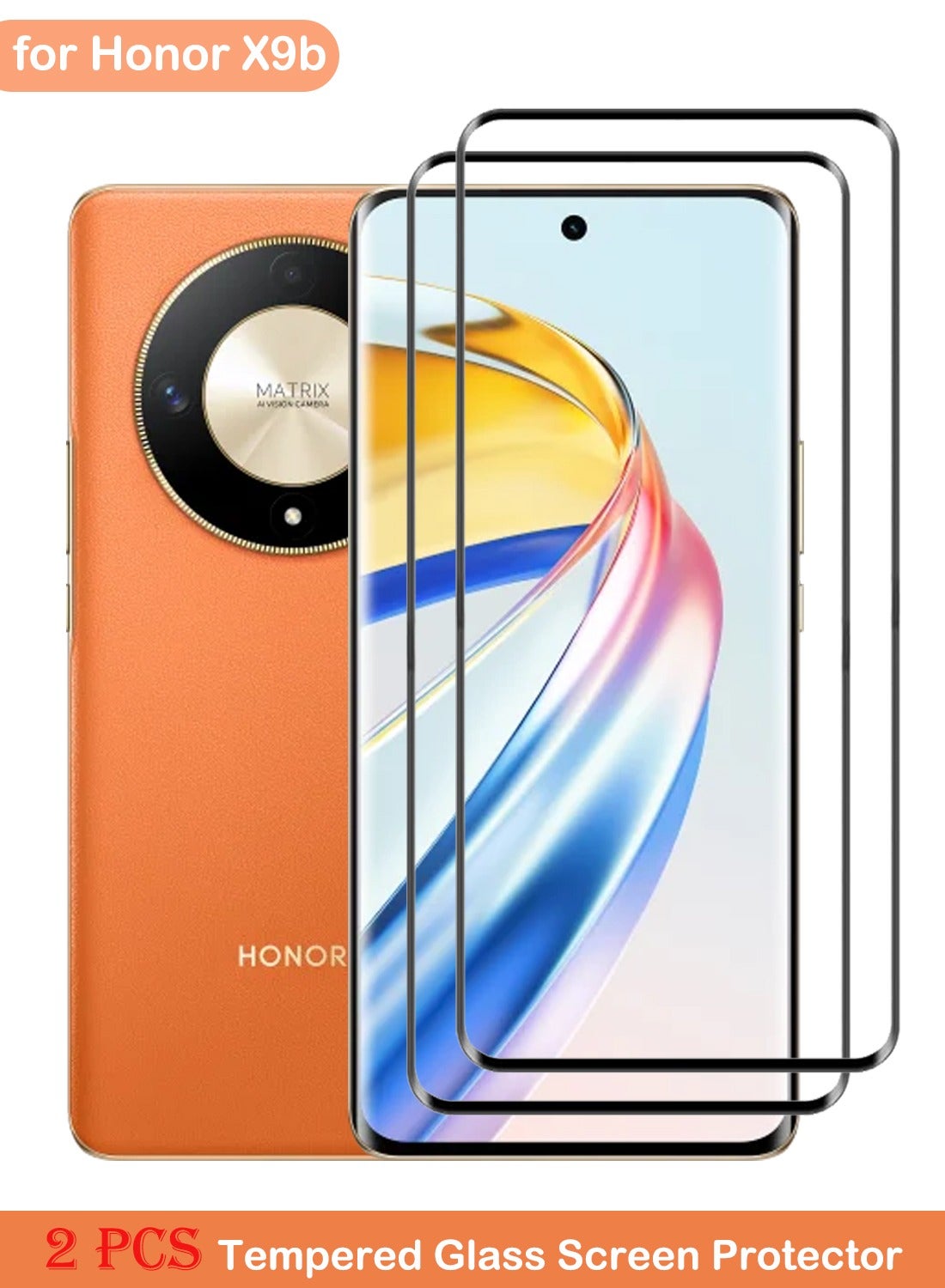 Youque 2 Pieces Honor X9b 5G Tempered Glass Screen Protector, 3D Full ...