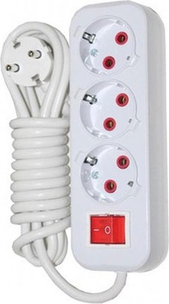 Glaswen Switched Wired 3 Way Grounded Multiple Group Socket Duplication Triple Plug Socket 5 ...