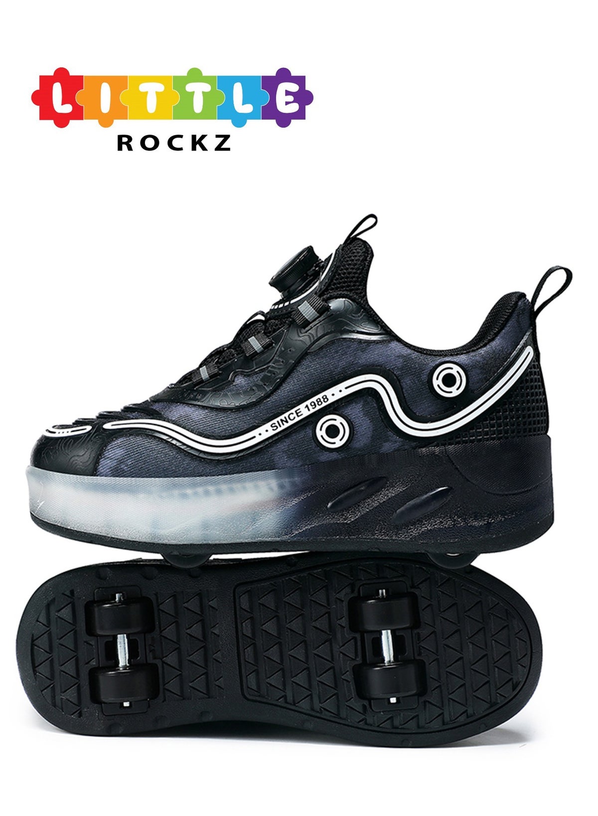 LITTLE ROCKZ Double Wheel LED Flash Light Fashion Shiny Sneaker Skate ...