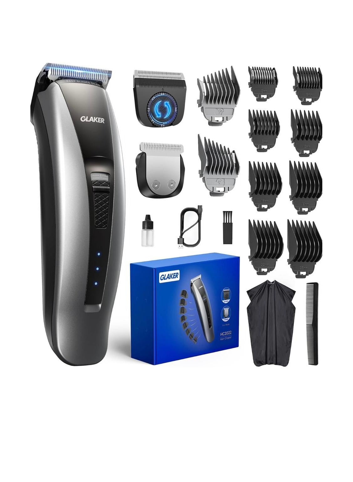 GLAKER GLAKER Hair Clippers for Men Cordless - 3 in 1 Hair Trimmer with ...