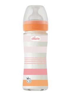 Chicco Well-Being Silicone Glass Feeding Bottle 240Ml, Slow Flow, 0M+, Pink UAE | Dubai, Abu Dhabi