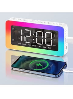 Generic Alarm Clocks for Bedrooms, Mirror Clock with 8 RGB Atmosphere ...