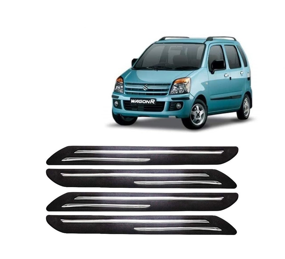 Bowrain Car Bumper Guard for Maruti Wagon-R (Old) - (Chrome Strip ...