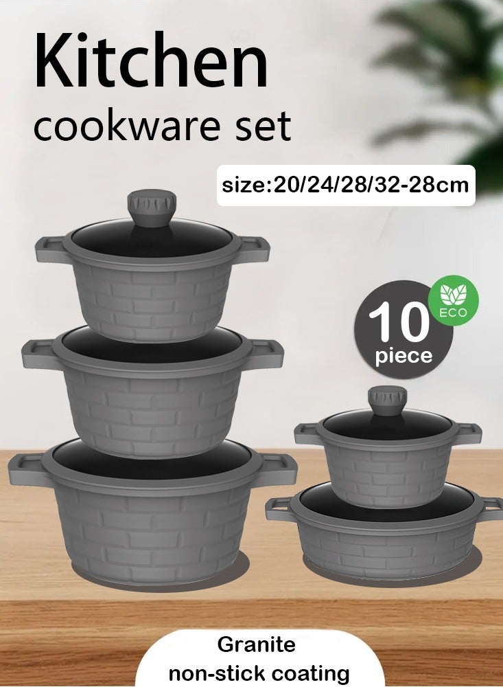 X spring 10-piece Granite Non-stick Cookware Set, 100% PFOA/PFO Free ...