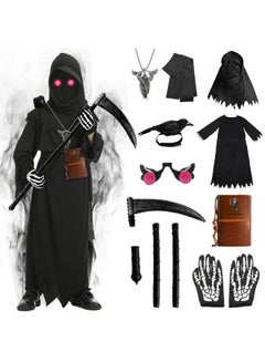 HTPARY 9Pcs Grim Reaper Costumes Ghostface Robe Costume Scary Halloween ...