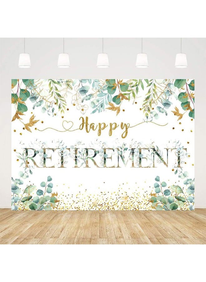 No7 6x4ft Happy Retirement Backdrop Green Leaves Spring Theme ...