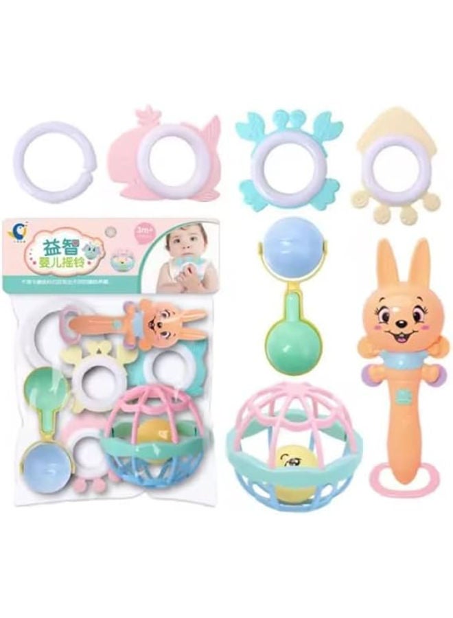 Generic Baby Rattle and Teethers Set Newborn Baby Toy Hand Shake Bell Ring Baby Rattle 7pcs ...