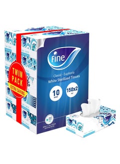 Fine Fine Classic Facial Tissue, White Tissues 150 x 2 Ply, Pack of 10 ...