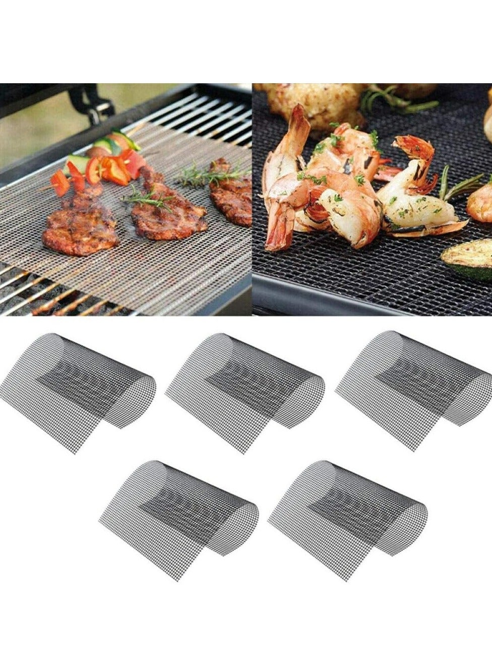 CMGTYYD 5 PCS BBQ Grill Mesh Mat Set, Non-stick BBQ Grilling Sheet ...
