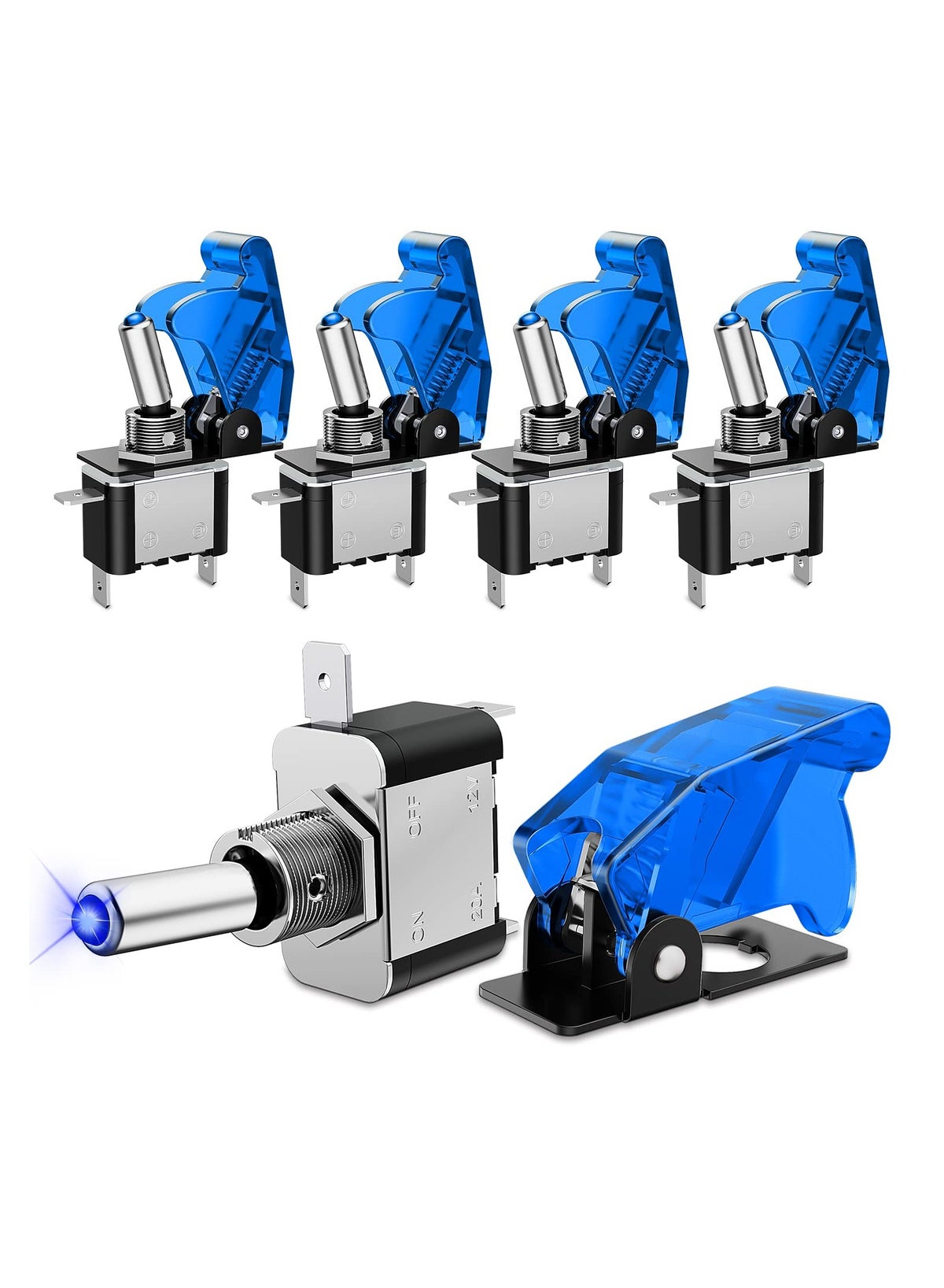 Cobest 5PCS LED Toggle Switch ON Off 12V Blue LED Lighted Toggle Switch ...