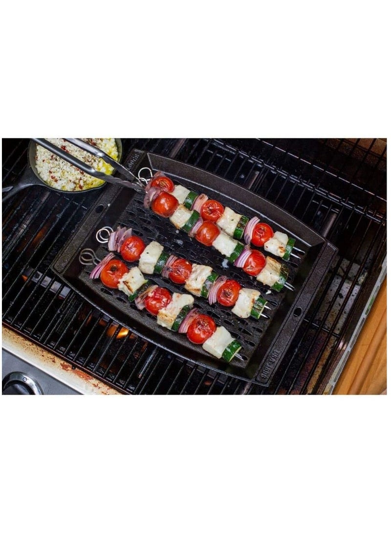 Grill Accessory Lodge 15x12 Inch Cast Iron Grill Topper - Black ...