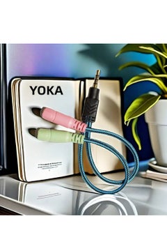 YOKA Headphone Mic Splitter, 3.5mm Headset Adapter (Microphone + Audio ...