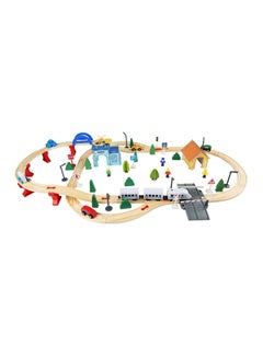 cuqup 96PCS Wooden Train Set with Battery Locomotive Train Fits Thomas ...