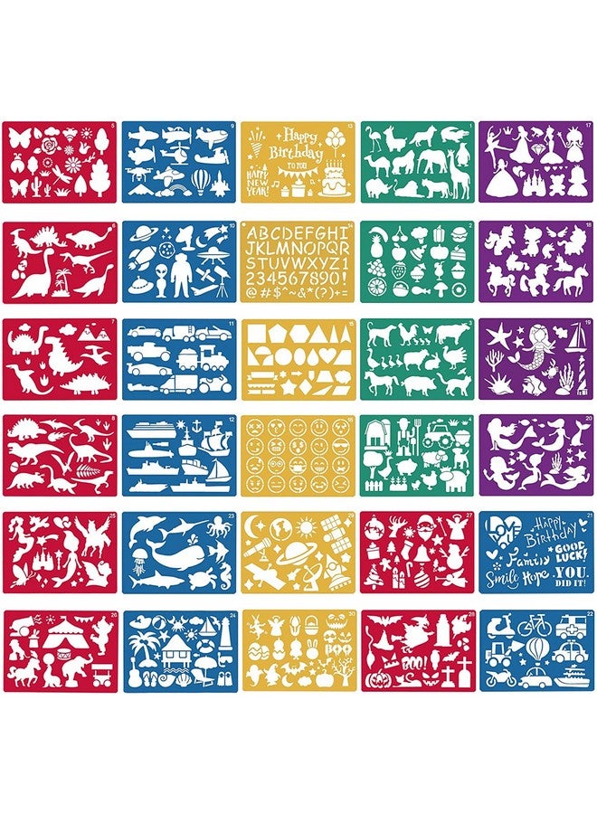 LanMa 30 Pieces Drawing Stencils Set For Kids Plastic Drawing Painting ...