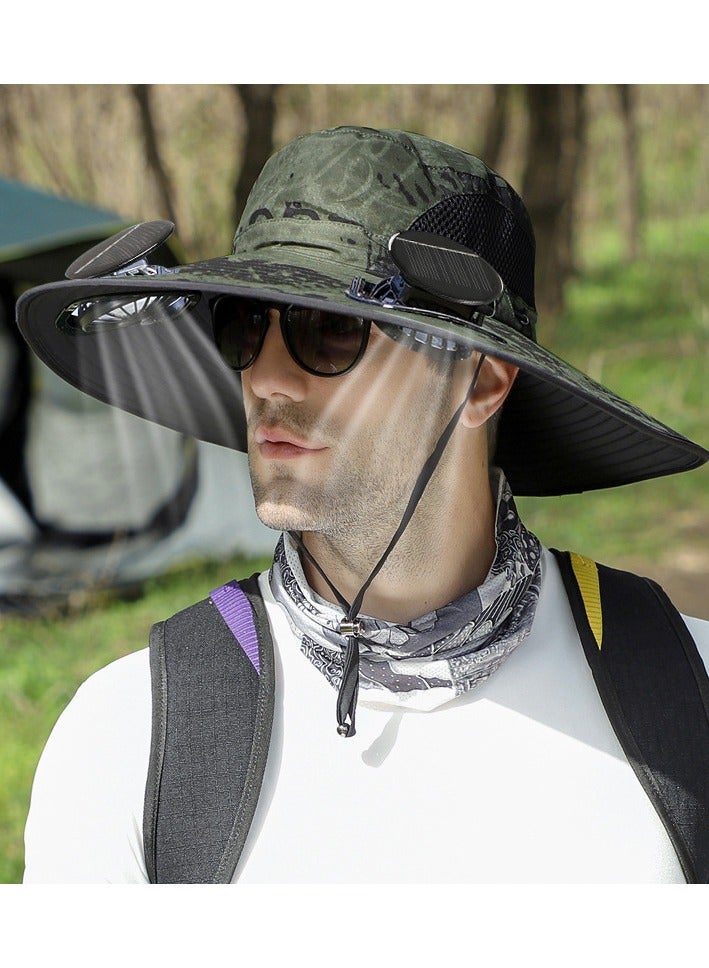 Generic Solar Fan Hat, 2025 Outdoor Wide Brim Sun Hat, Adjustable Range ...