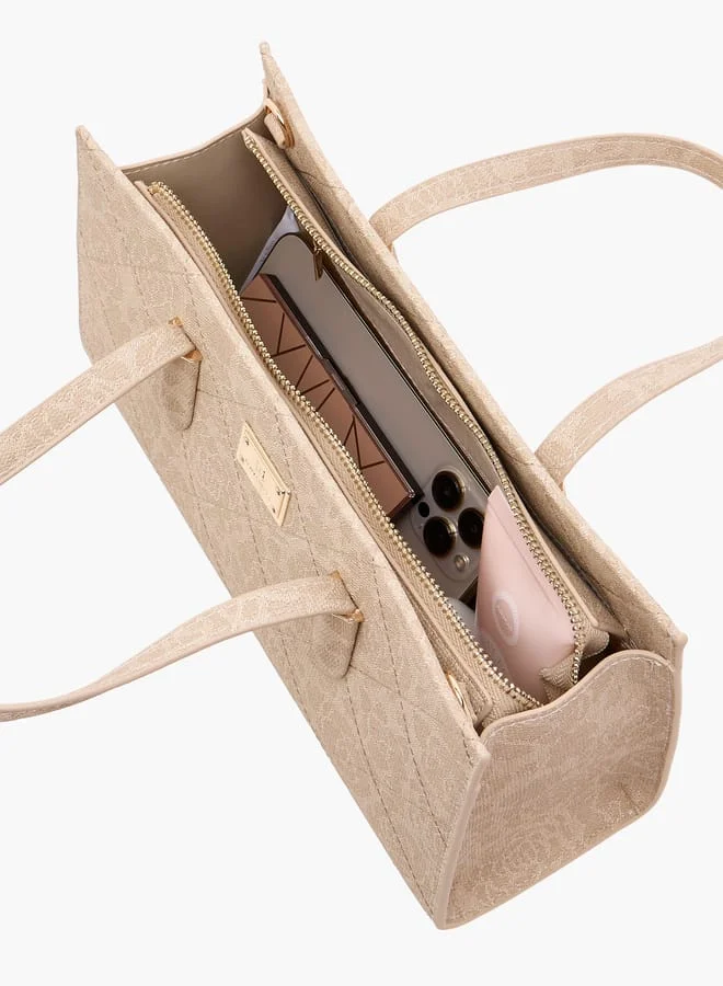 Flora Bella By Shoexpress BEIGE Women Textured Tote Bag with Detachable Strap and Zip Closure ...