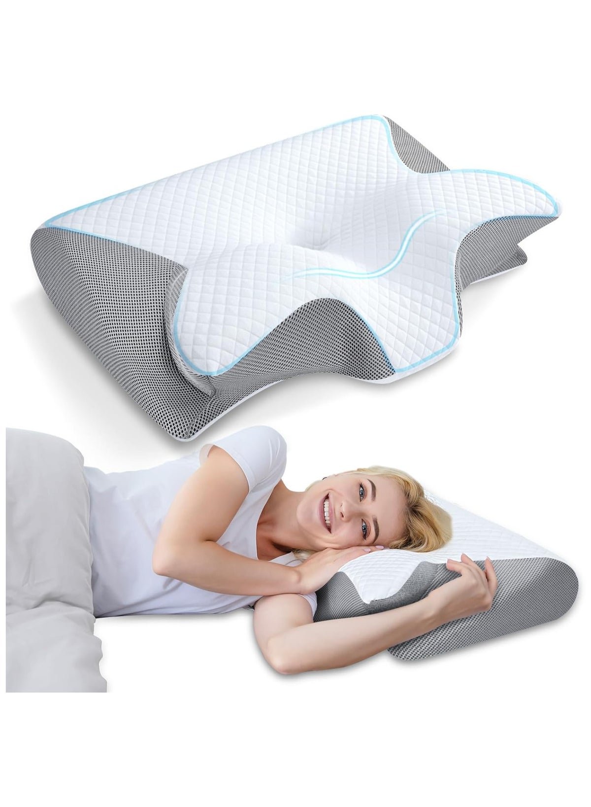 Generic Memory Foam Cervical Pillow, 2 in 1 Ergonomic Contour ...