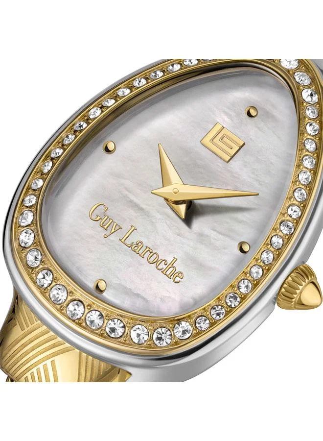Guy Laroche Silver/Gold Adele White Mother-of-pearl Dial Silver-Gold ...