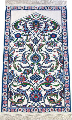 İhvan Online Tulip Motif Woven Prayer Rug - Navy Blue KSA | Riyadh, Jeddah