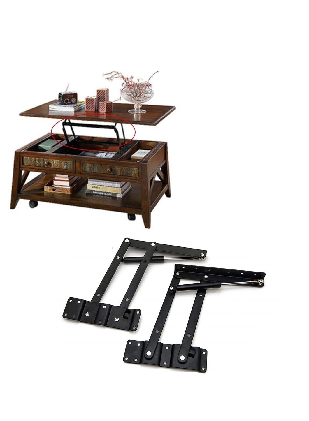 SYOSI Folding Lift up Top Furniture Hinge, 1 Pair 50kg/100LB Coffee ...