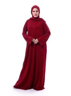 Andora Isdal Prayer Long Dress with a Veil _ Dark Red | Best Price ...