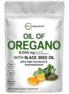 Micro Ingredients Oil Of Oregano Softgels 6000Mg Per Serving 300 Count ...