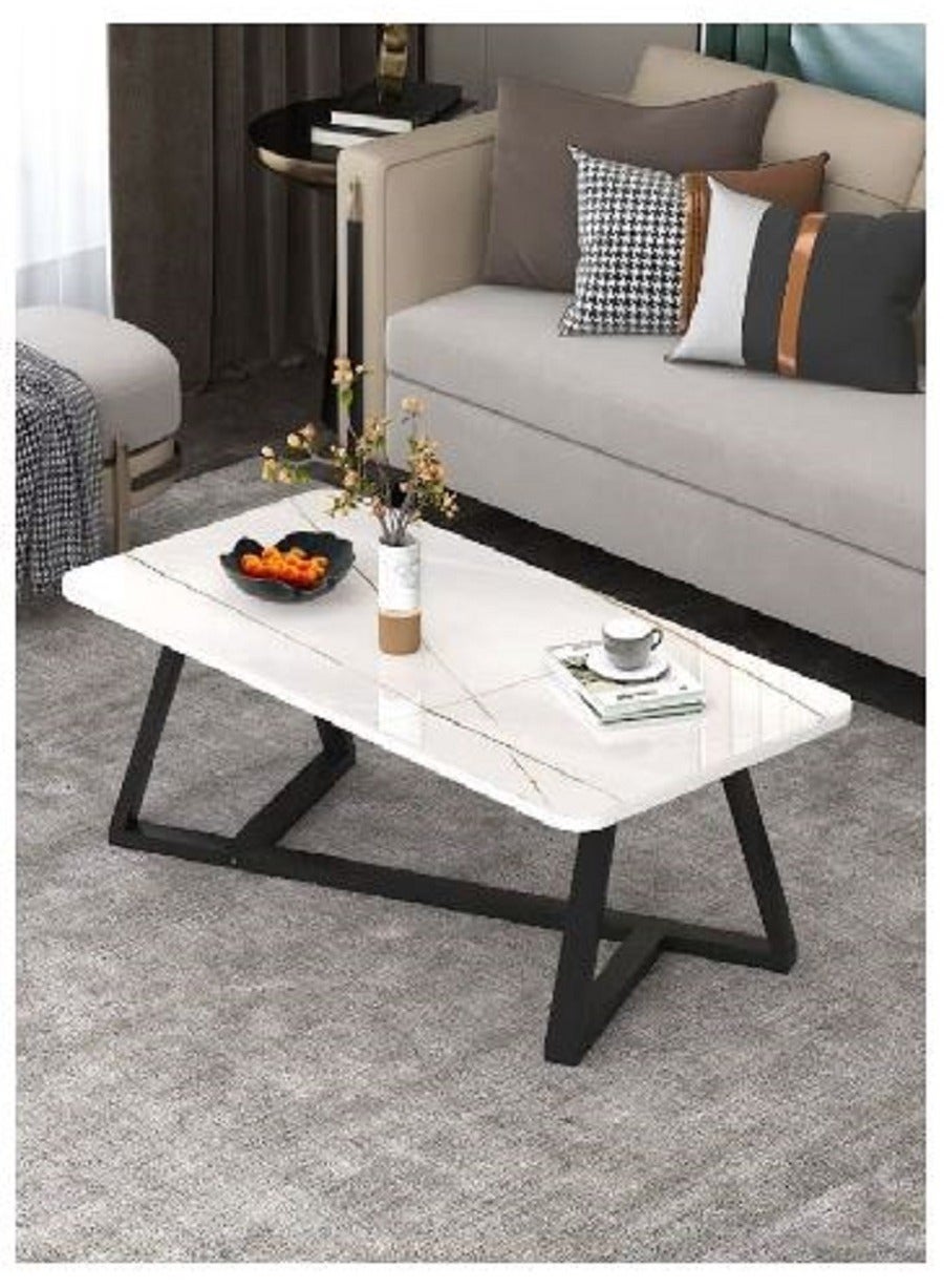 AGD Rectangular Coffee Table with Steel Frame Legs and Stylish Large ...