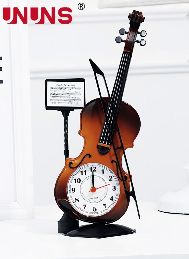 UNUNS Violin Shape Alarm Clock,Instrument Model Table Clock,Creative ...