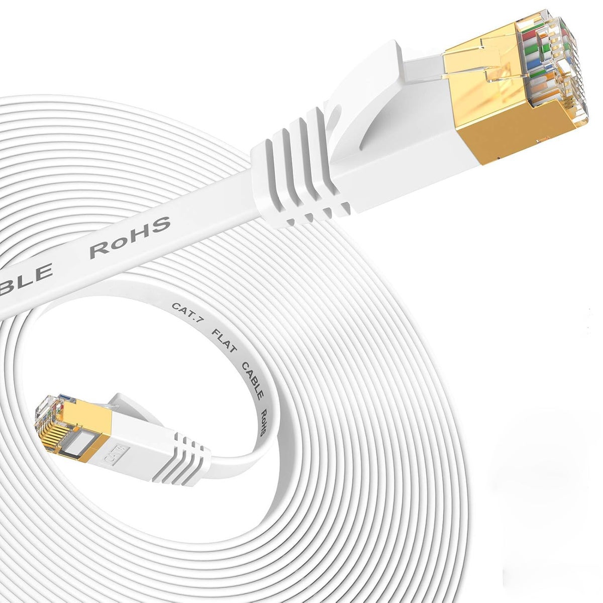 Tobo Cat7 Ethernet Cable, Pure Copper Flat RJ45 LAN Cable Cable 10 ...