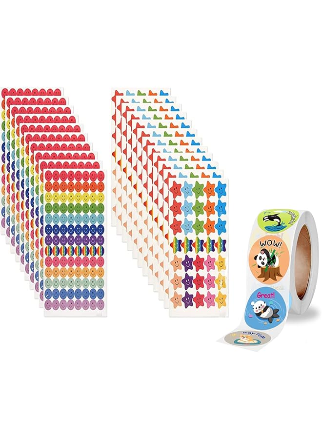 erorex Happy Face Star Stickers Animal Reward Stickers For Teachers ...
