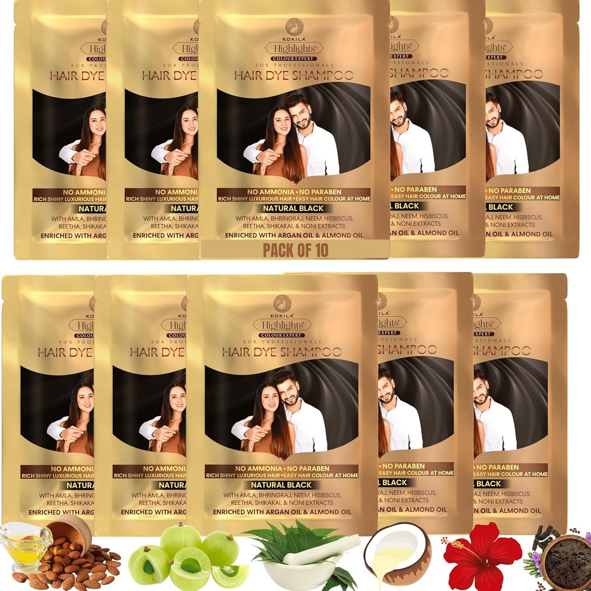 Kokila Kokila Unisex Hair Color Shampoo Sachet Color in just 5 minutes ...