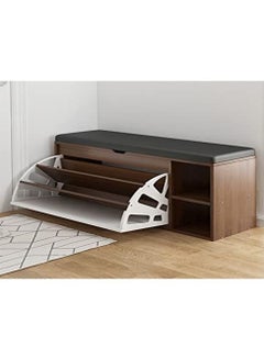 Arabest Wooden Shoes Rack Bench with Shoe Changing Stool Foldable Seat ...