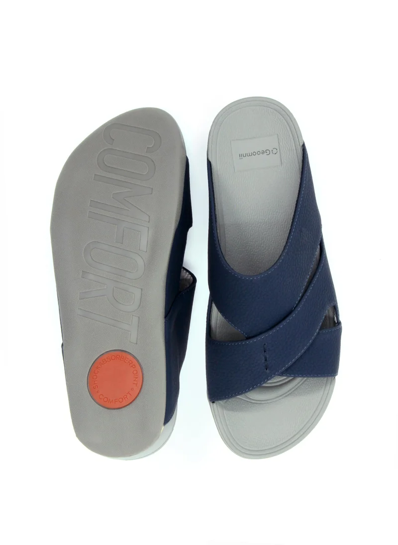 Geoomnii Navy Traditional Arabic Sandals for Men – Comfortable Leather ...