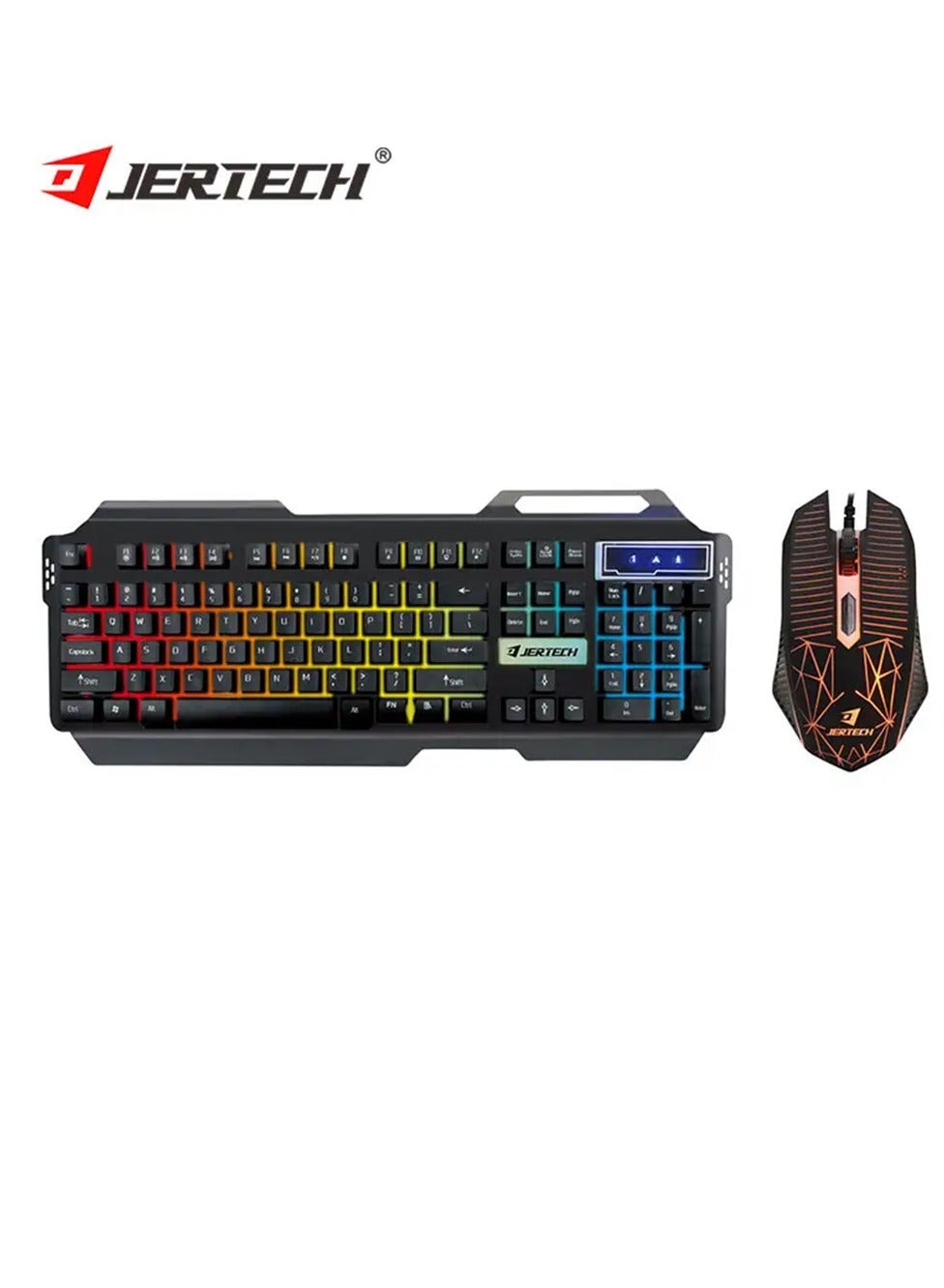 JERTECH Waterproof Slim Ergonomic Gold Rainbow Backlight Wired Gaming ...