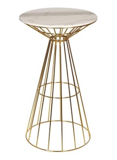 Poppins Home Poppins HOME Bar Table Marble Top & Golden Metal Round ...
