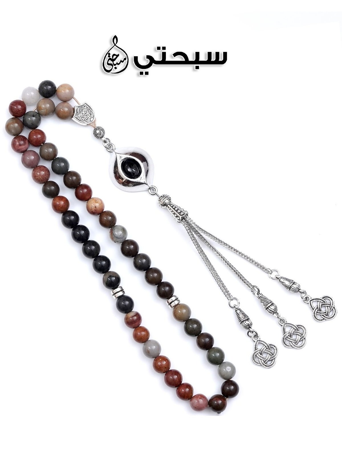 Subhati Prayer Beads ( Misbah ) with metal Parts and Picasso Jasper ...