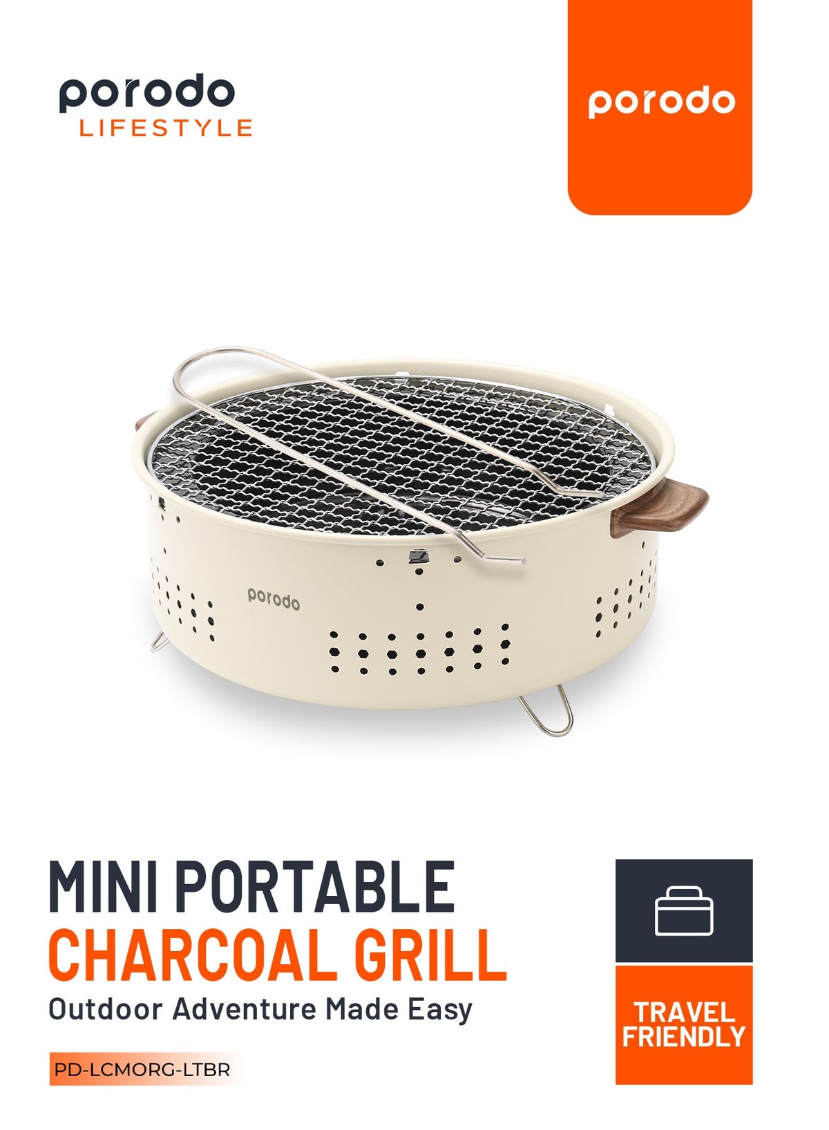 porodo Mini Portable Charcoal Grill /Camping Outdoor Round BBQ / Iron ...