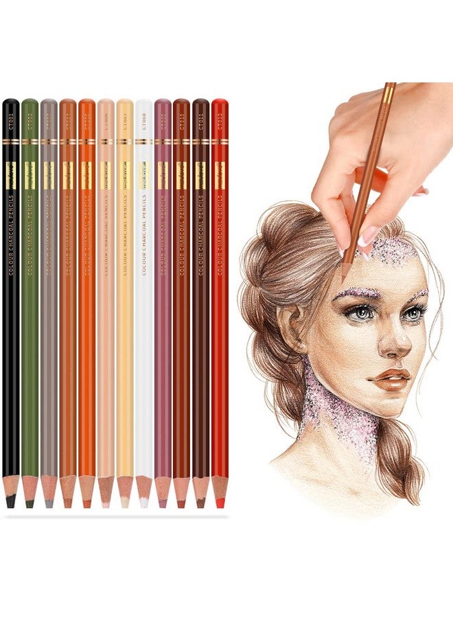 MISULOVE Colour Charcoal Pencils Drawing Set Skin Tone Pencils Pastel ...