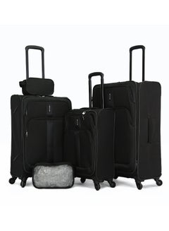 SKYLINE skyline softside 5-piece luxury luggage trolley set black KSA ...