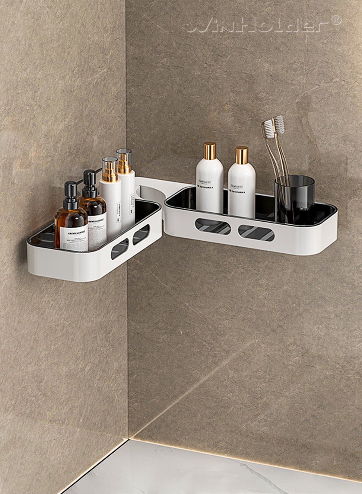 WinHolder 1 Pack Adhesive Swivel Bathroom Shower Caddy, Durable and No ...